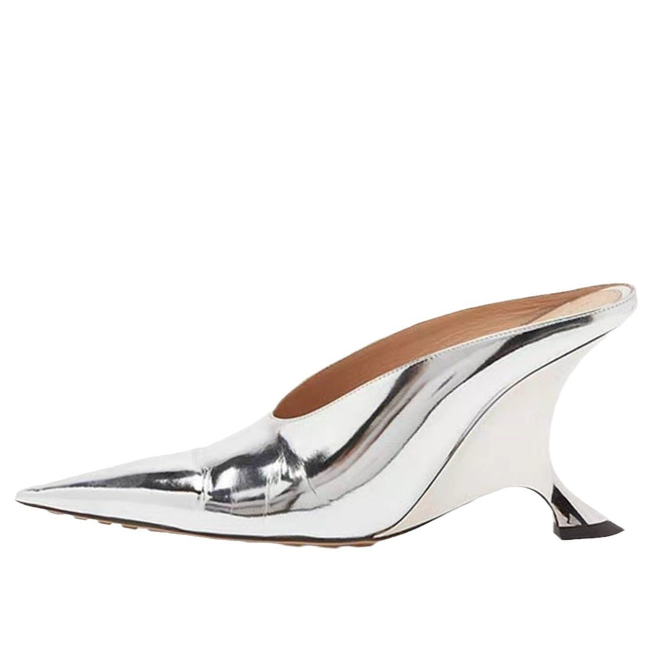 Pointed Toe Patent Leather Wedge Heel Mule Pumps – Onlymaker