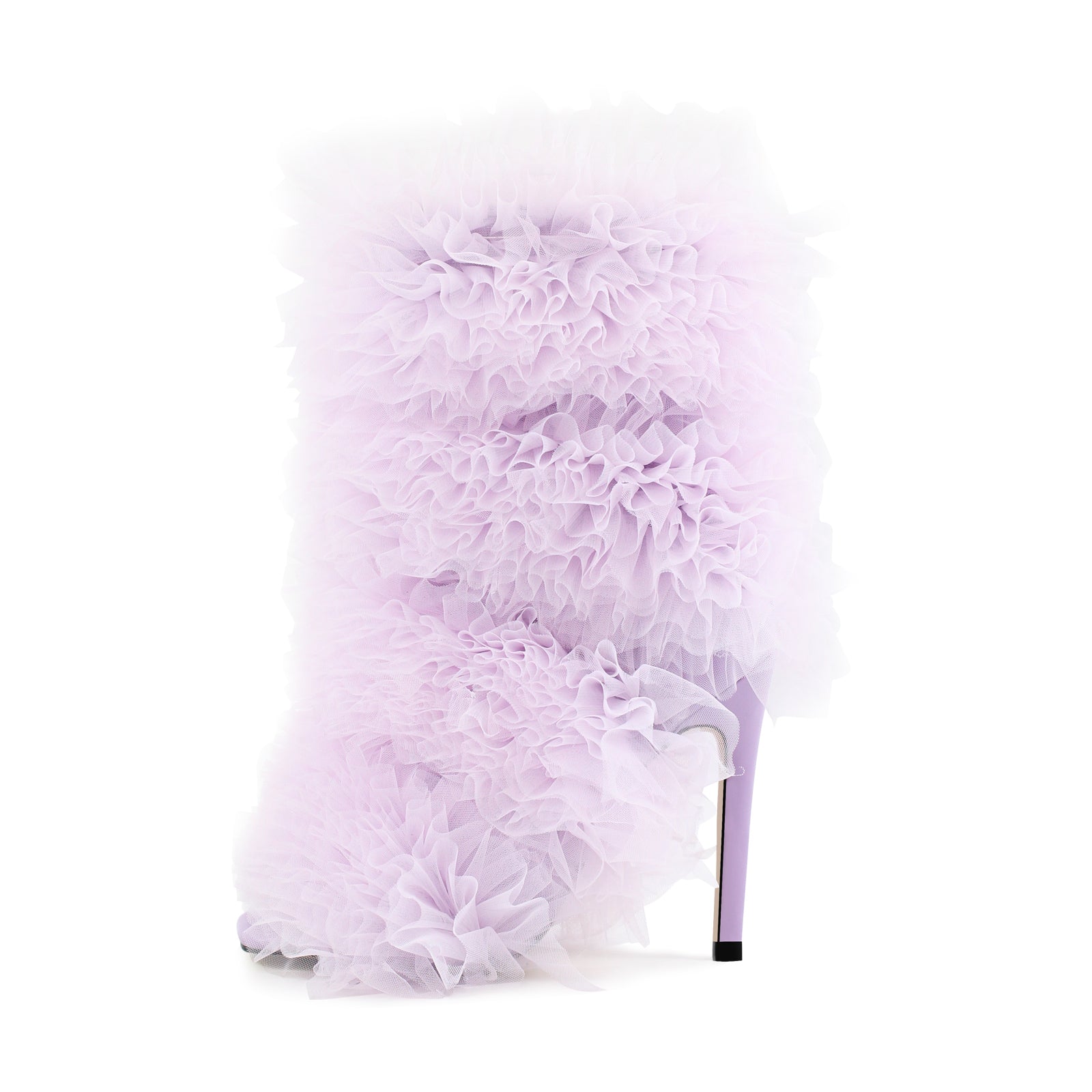 Purple Ruffled Lace Open Toe Stiletto Ankle Boots – Onlymaker