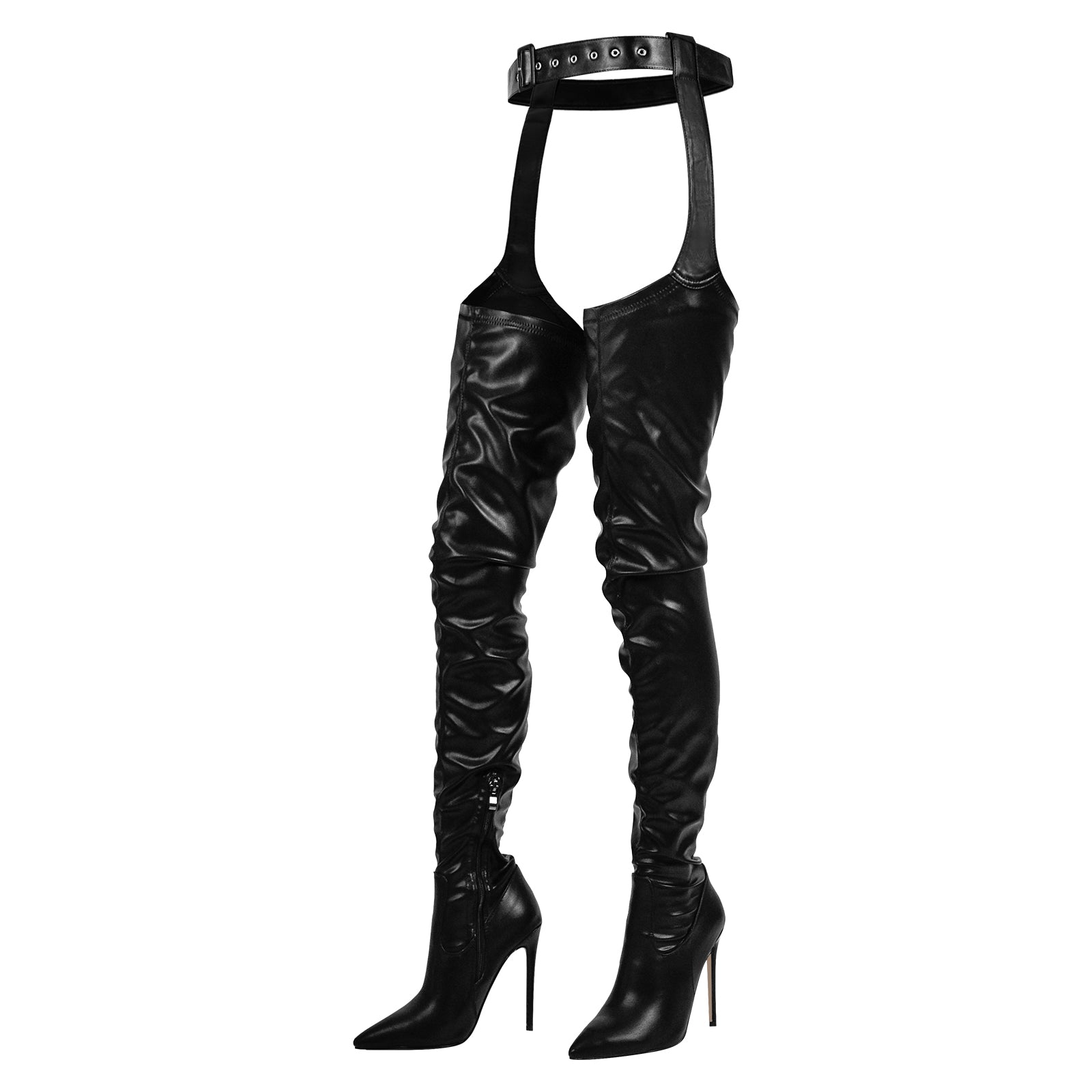 Black Pleated Stiletto Heeled Pant Boots – Onlymaker