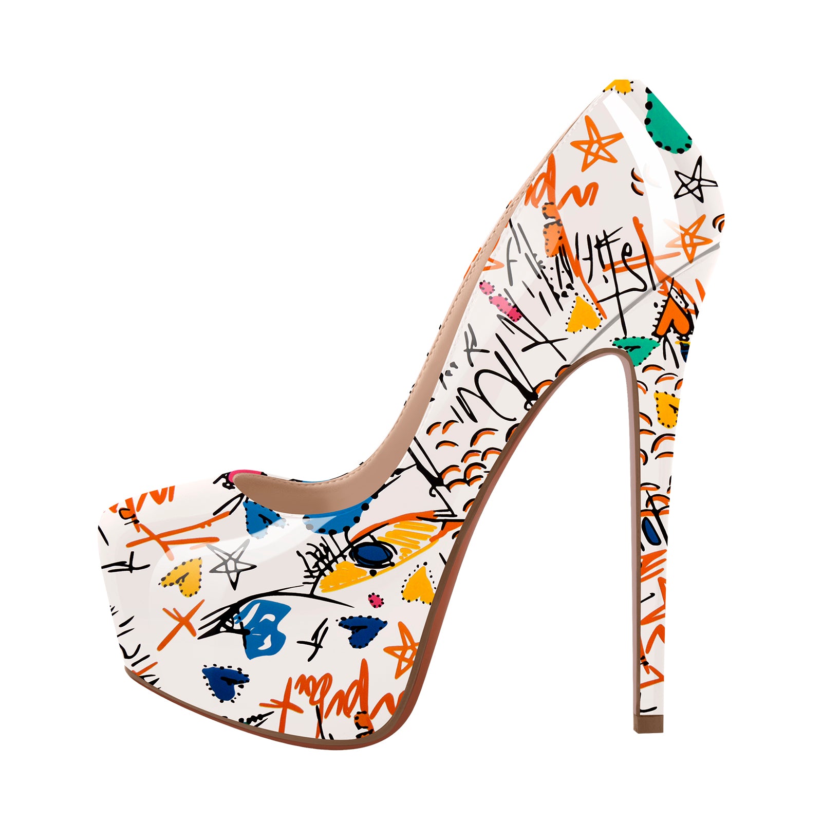 Graffiti Colorful Round Toe Platform Stiletto Pumps – Onlymaker
