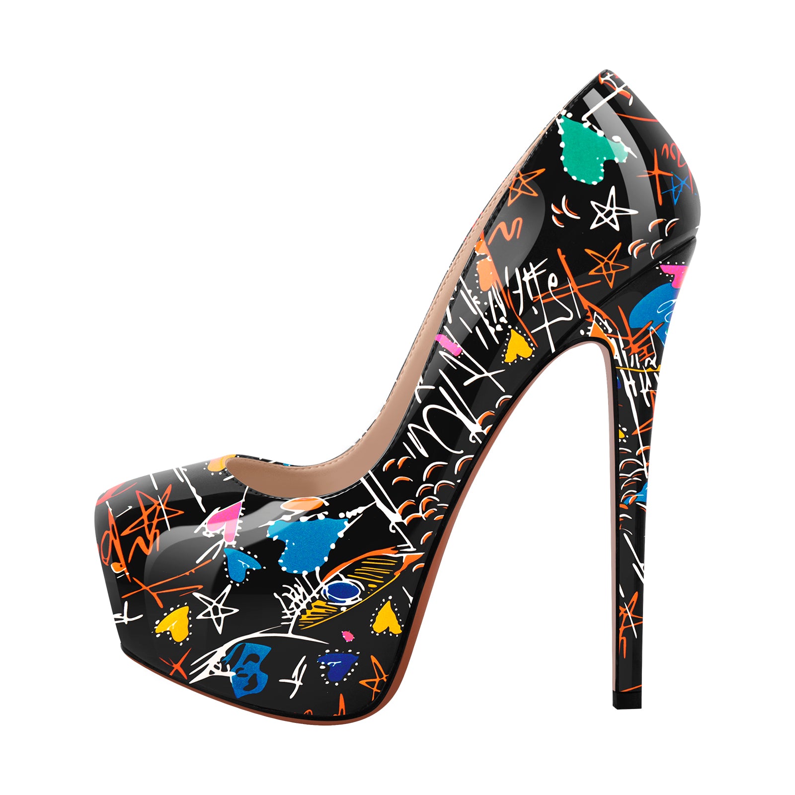 Graffiti Colorful Round Toe Platform Stiletto Pumps – Onlymaker