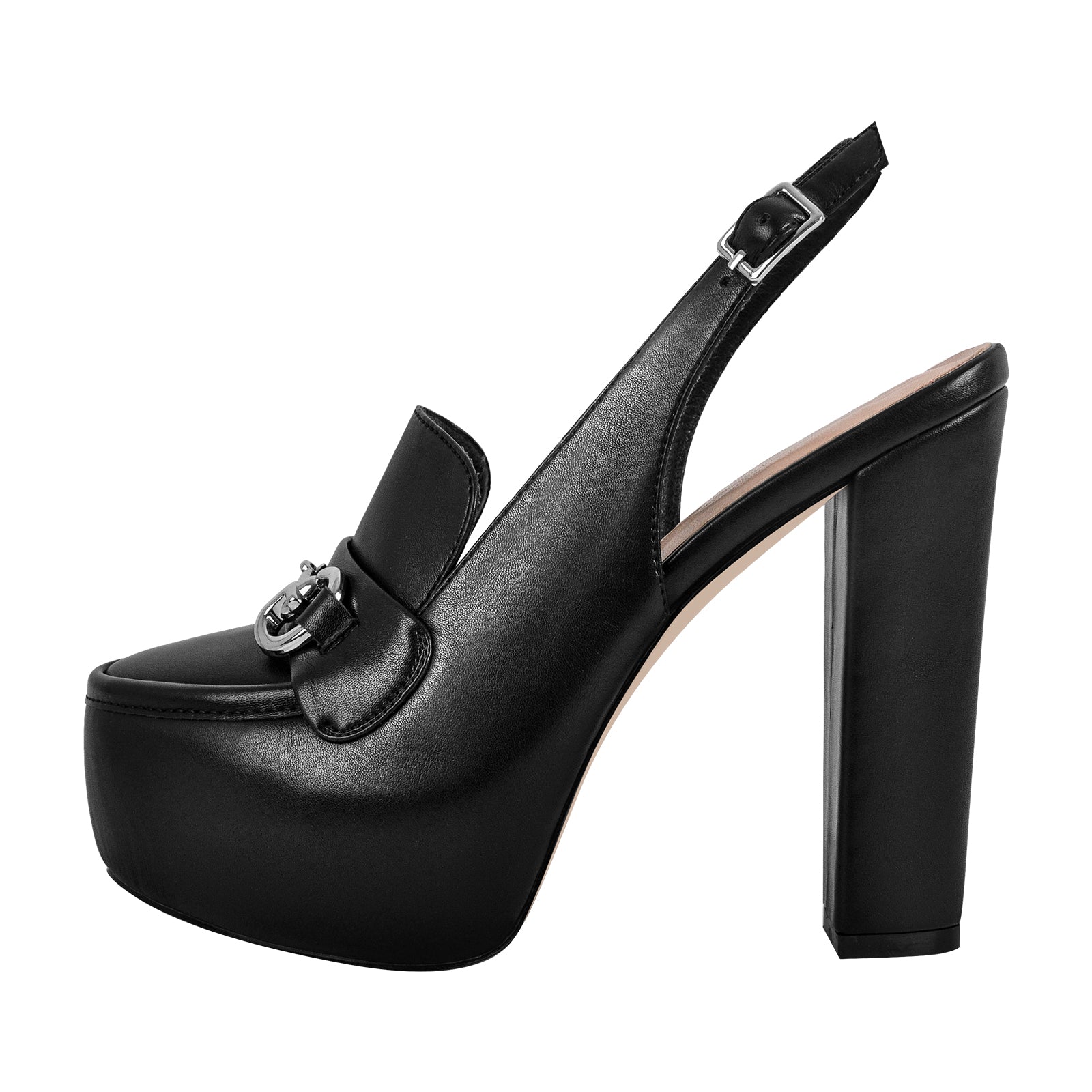 Round Toe Platform Slingback Chunky Heels – Onlymaker