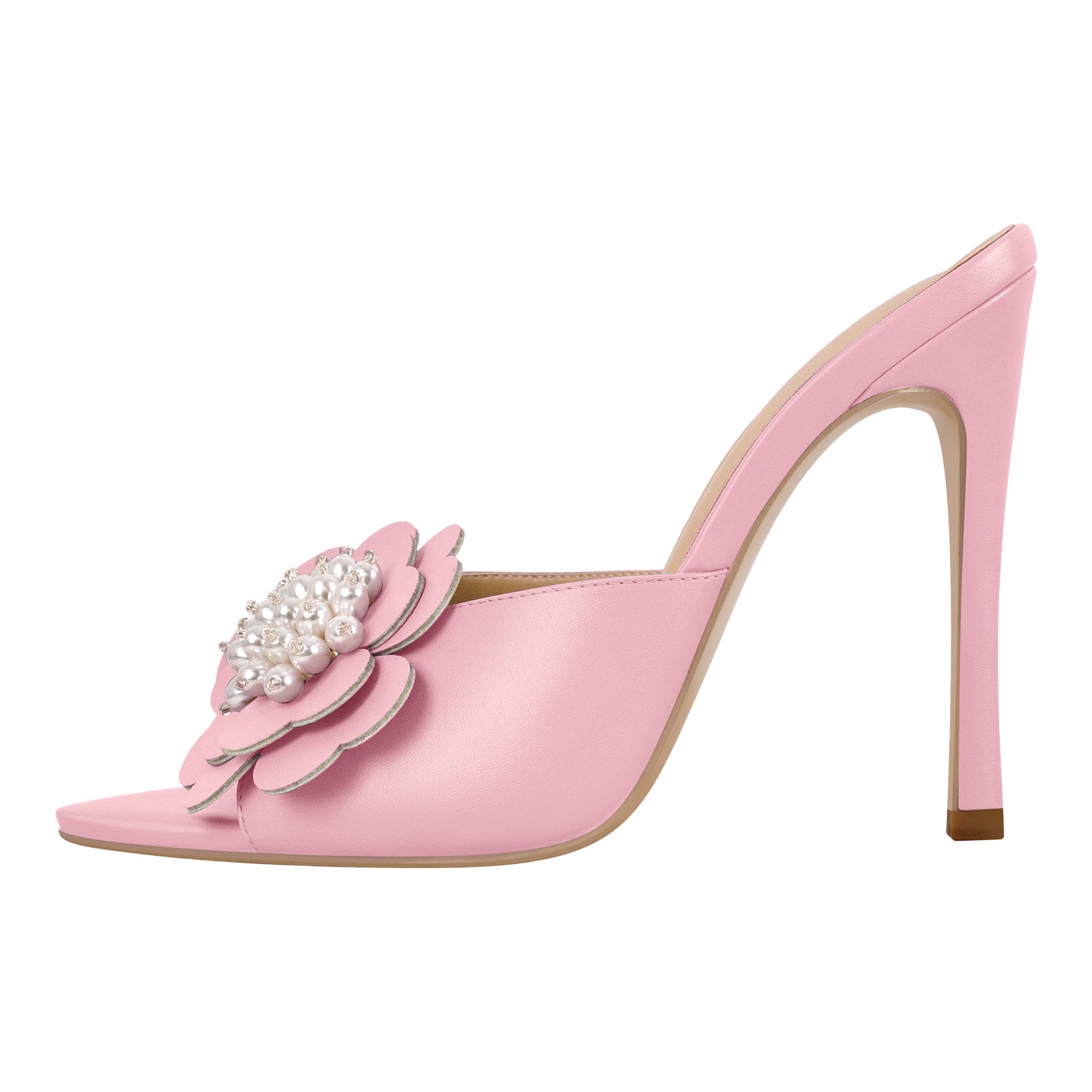 Pearl Flower Pointed Toe Stiletto Mules – Onlymaker