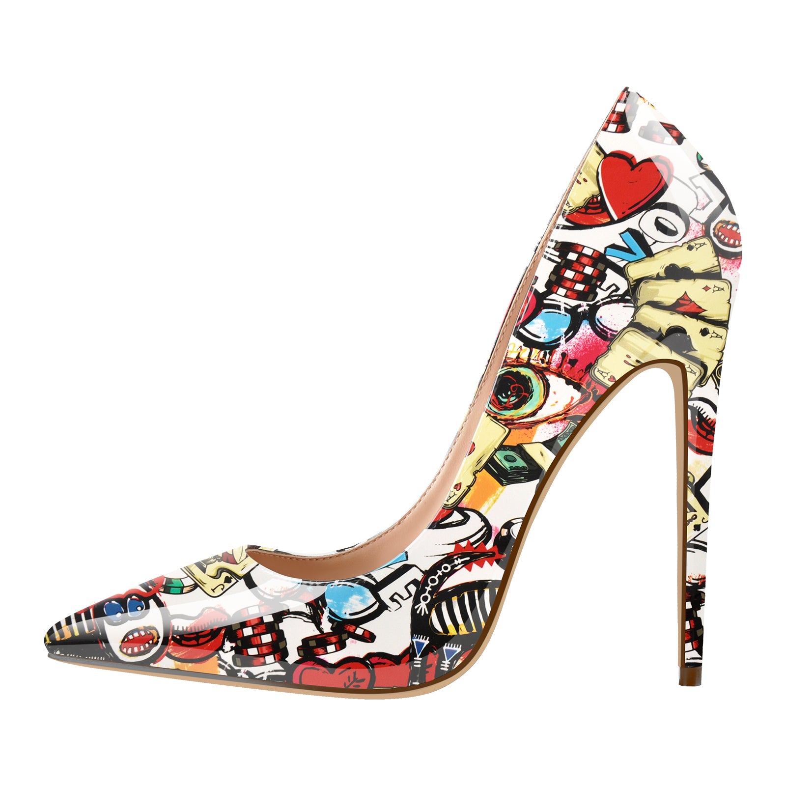 Pointed Toe Slip On Printed High Heels – Onlymaker