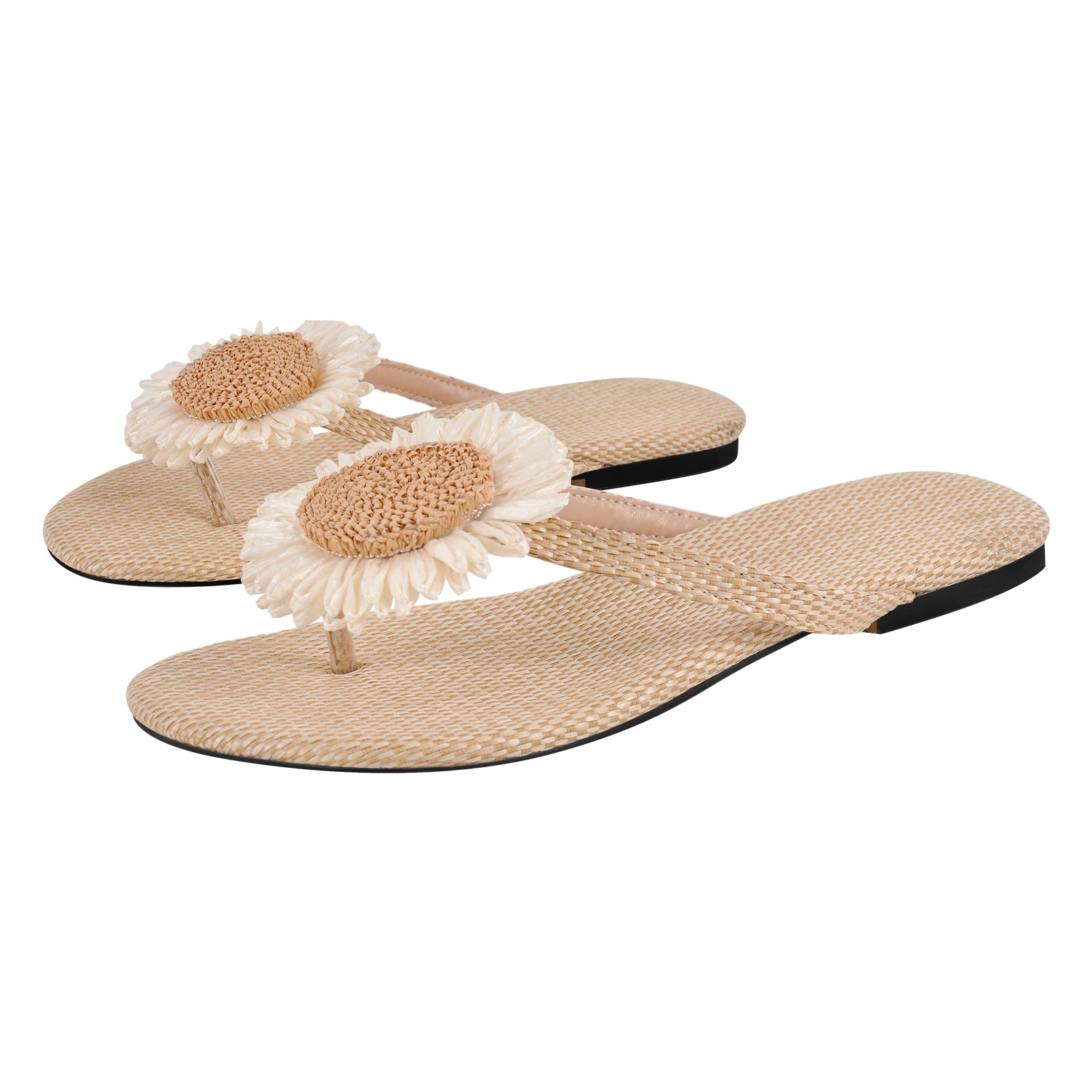 Sunflower Straw Flip Flops Flats – Onlymaker