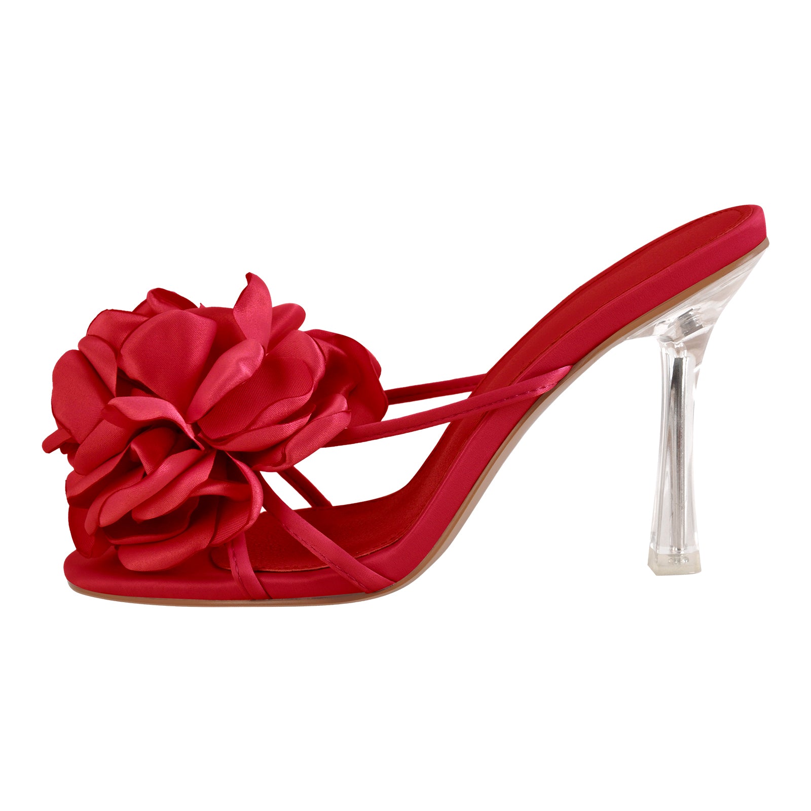 Flower Round Toe Clear Heel Mules – Onlymaker