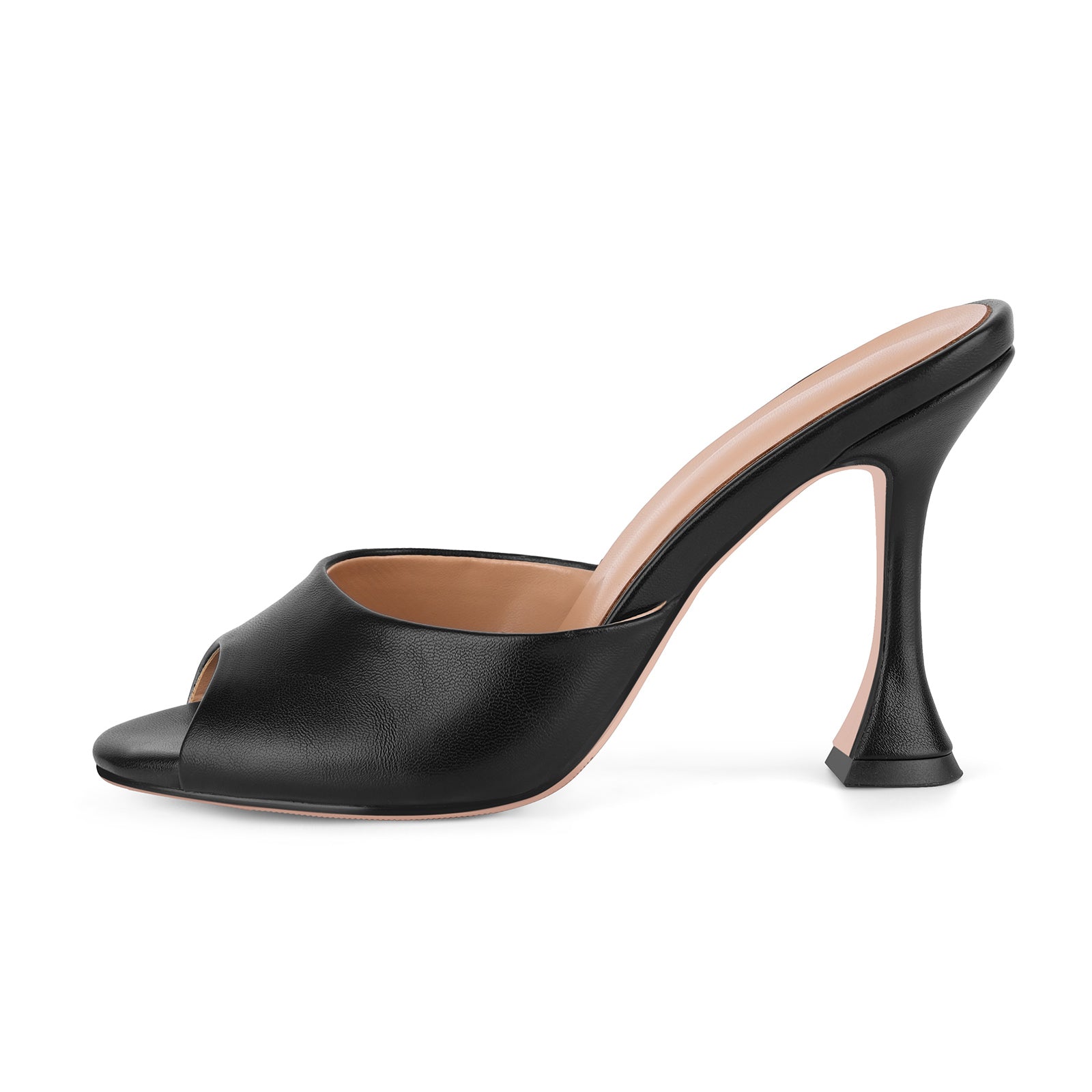 Round Toe Slip On Tapered Heel Mules – Onlymaker