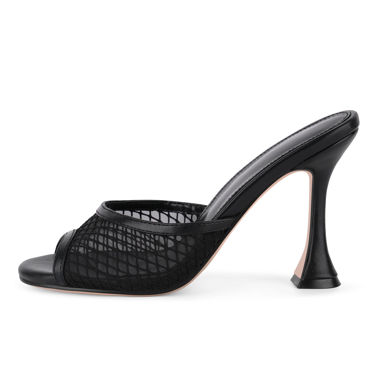 Round Toe Mesh Tapered Heel Mules – Onlymaker