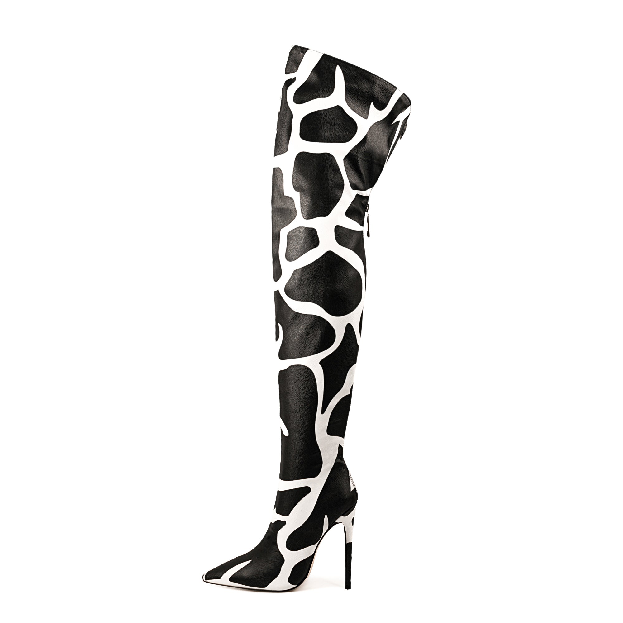 Cow Print Over The Knee Stiletto Boots – Onlymaker