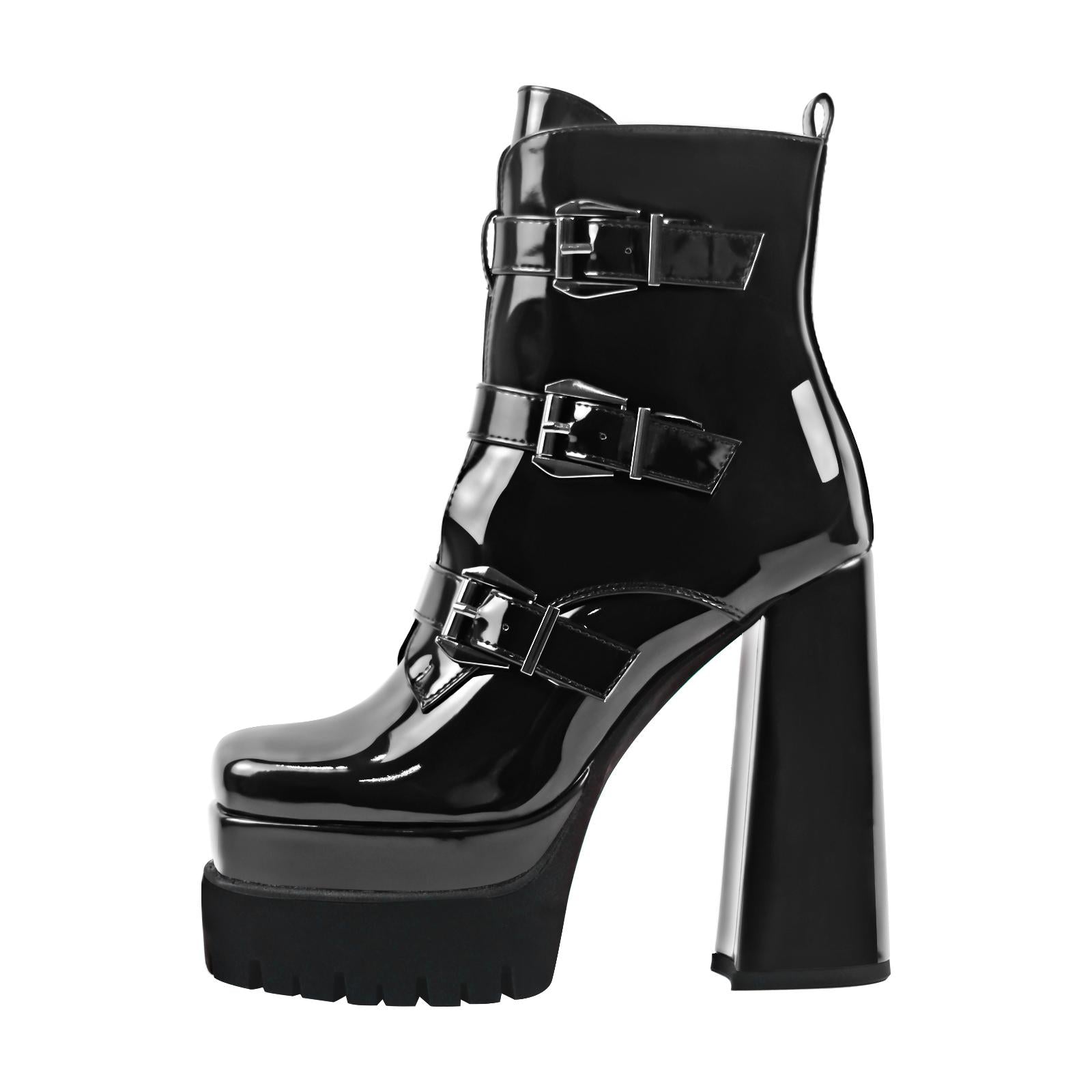 Double Platform Strap Buckle Ankle Boots – Onlymaker