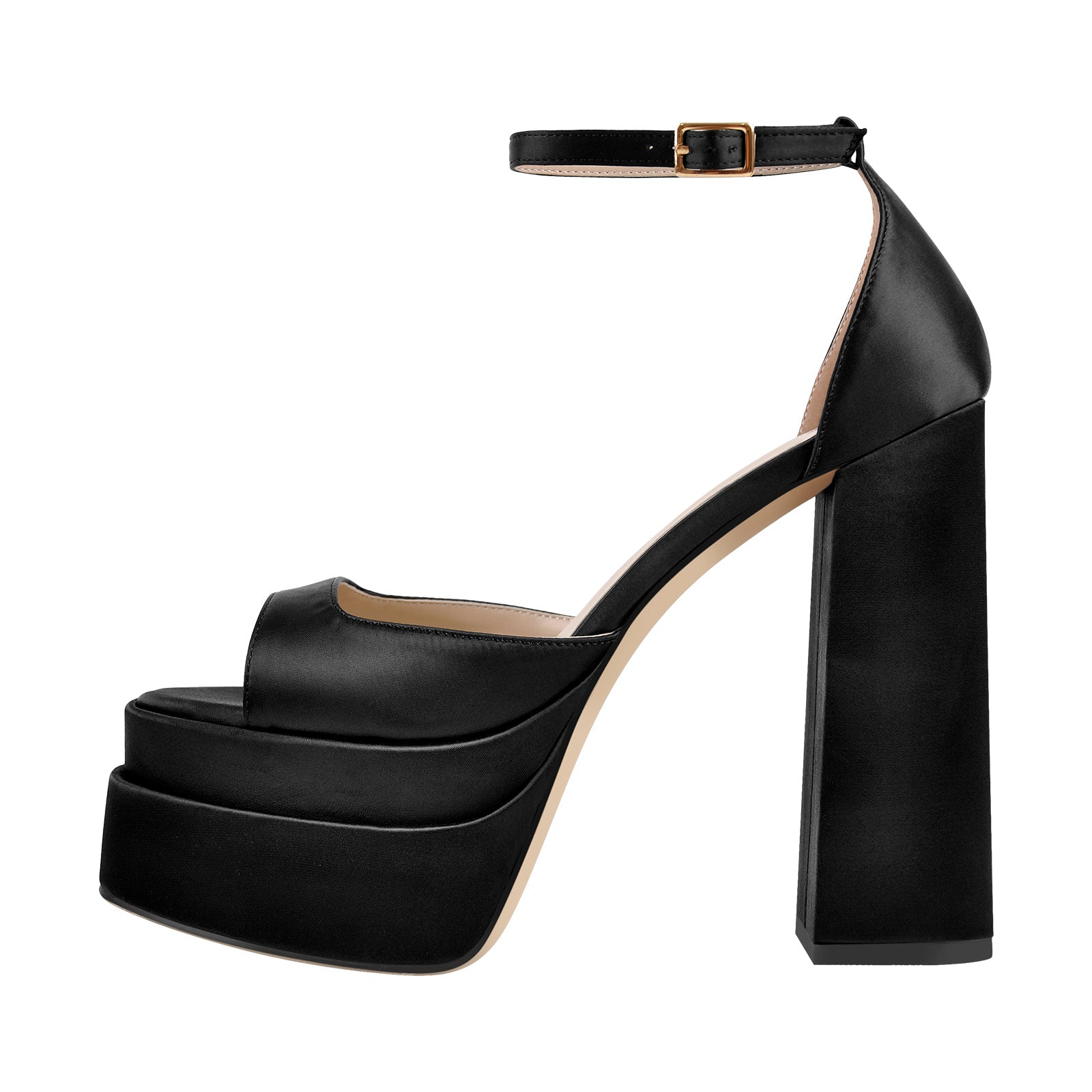 Double Platform Ankle Strap Chunky Heel Sandals – Onlymaker