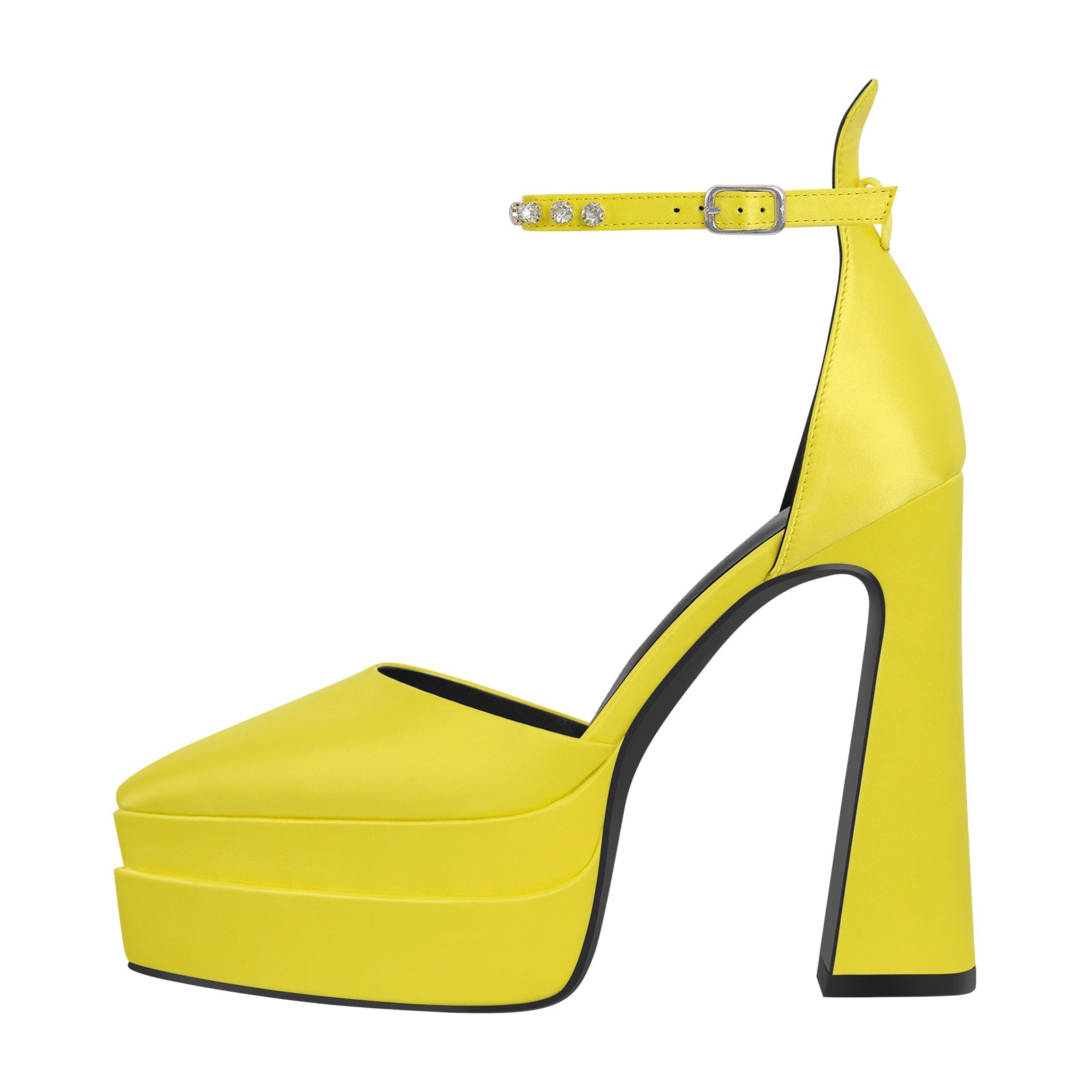 Double Platform Pointed Toe Chunky Heel Pumps – Onlymaker