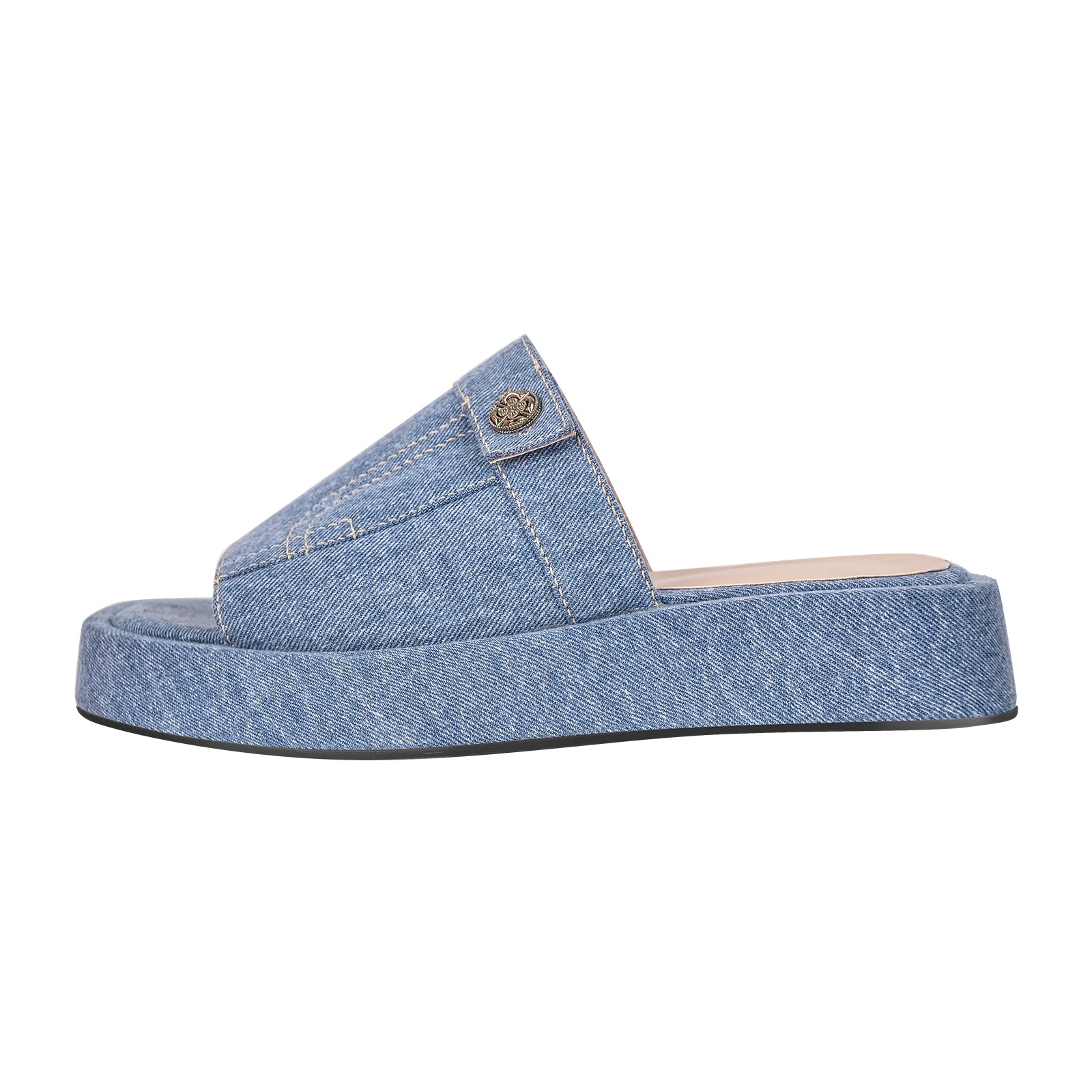 Denim Platform Square Toe Flats Slippers – Onlymaker