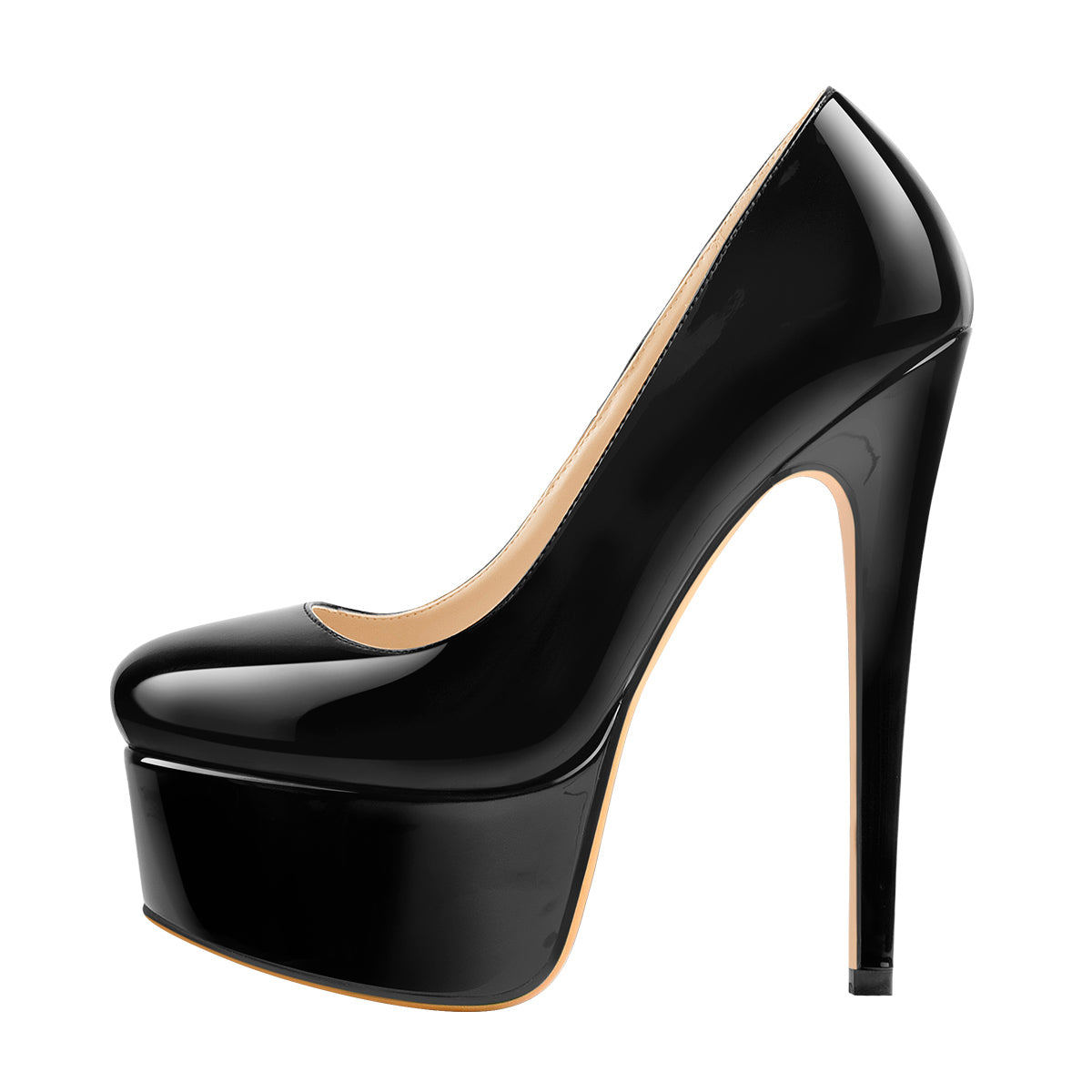 Platform Patent Leather Rounde Toe High Heels Pumps – Onlymaker